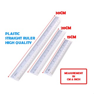 HALF WHITE PLASTIC RULER / PLASTIC RULER / PEMBARIS PLASTIK - 15CM / 20CM / 30CM | Shopee Malaysia