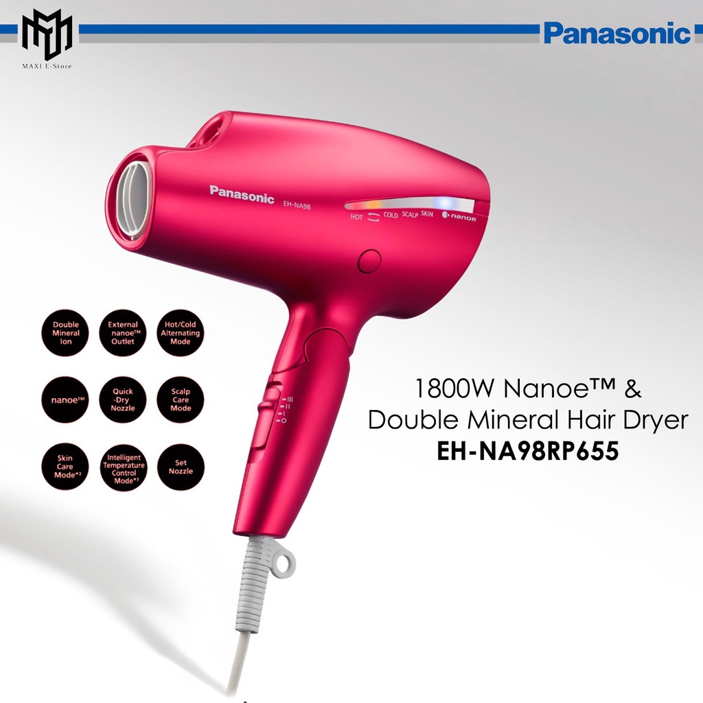 Panasonic EH-NA98 Nanoe Double Mineral Hair Dryer 1800W (Hair, Scalp ...
