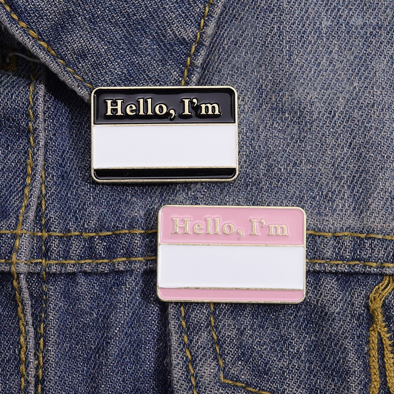 Funny Dialogue Slogan Enamel Pins Hello I Am Brooch Lapel Pin Badges ...