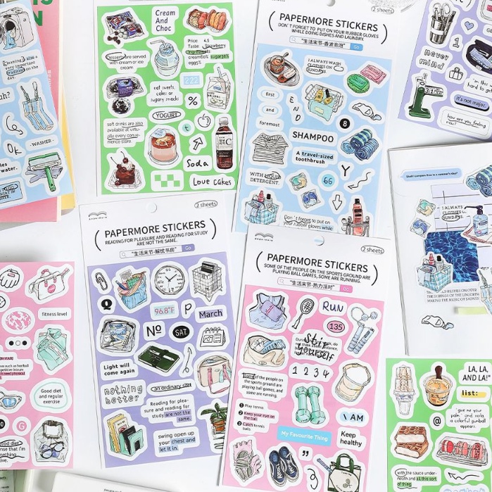 Cdaily|2pcs Hand-Painted Stickers Adhesive Stickers Retro ins Handbook ...