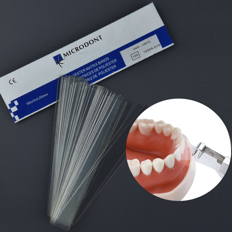 100Pcs/box Dental Filling Tools MICRODONT Interdental Spacer Polyester Matrix Bands Dental ...