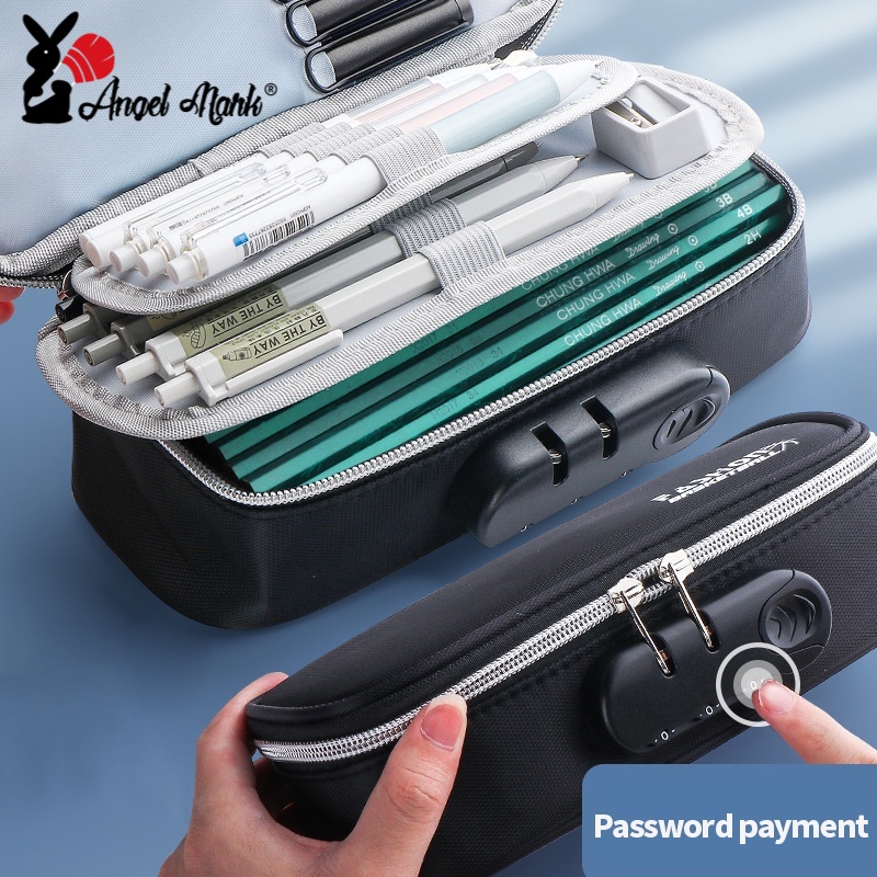Large-Capacity Pencil Case Password Lock Pen Box Portable Organizer Box ...