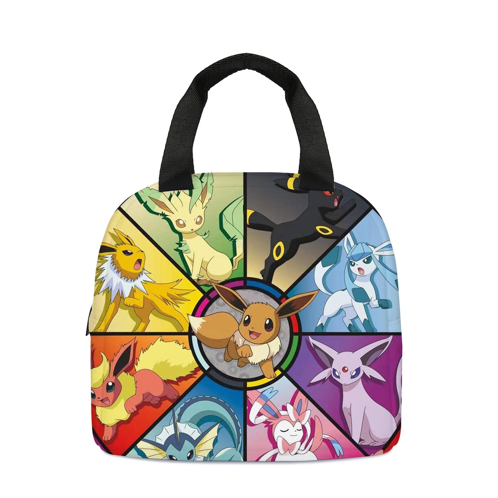 Pokemon Pikachu Eevee Large Capacity Lunch Bag Tote Bag Canvas Hand Bag ...
