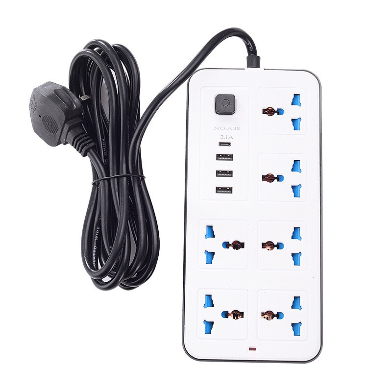 Universal Electric Socket 6 Power Socket Extension Wire Usb Ports Wayar