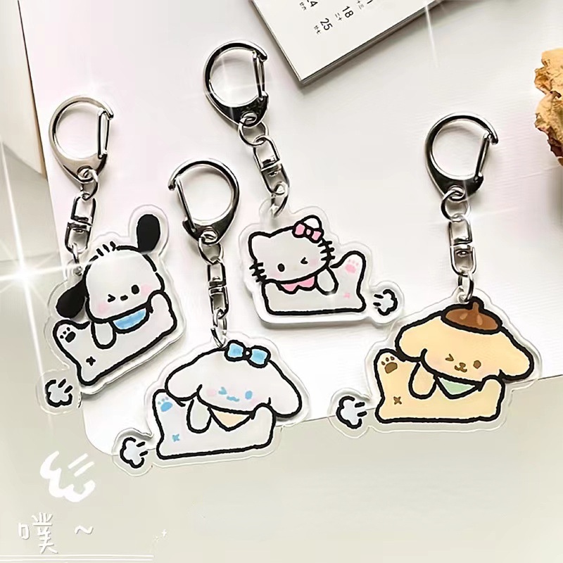Cartoon Fart Sanrio Series Accessories Acrylic Key Chain High-value ...