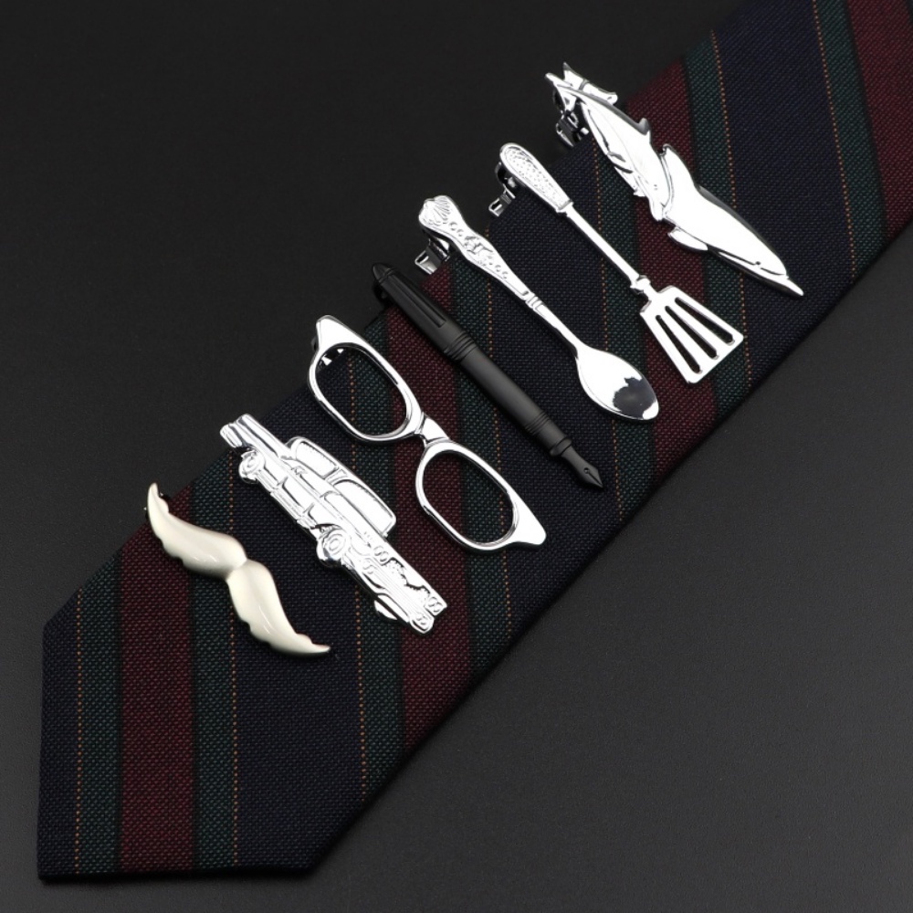 ZONFAZ Men's Classic Necktie Clips Novelty Cute Copper Silver Tie Clips ...