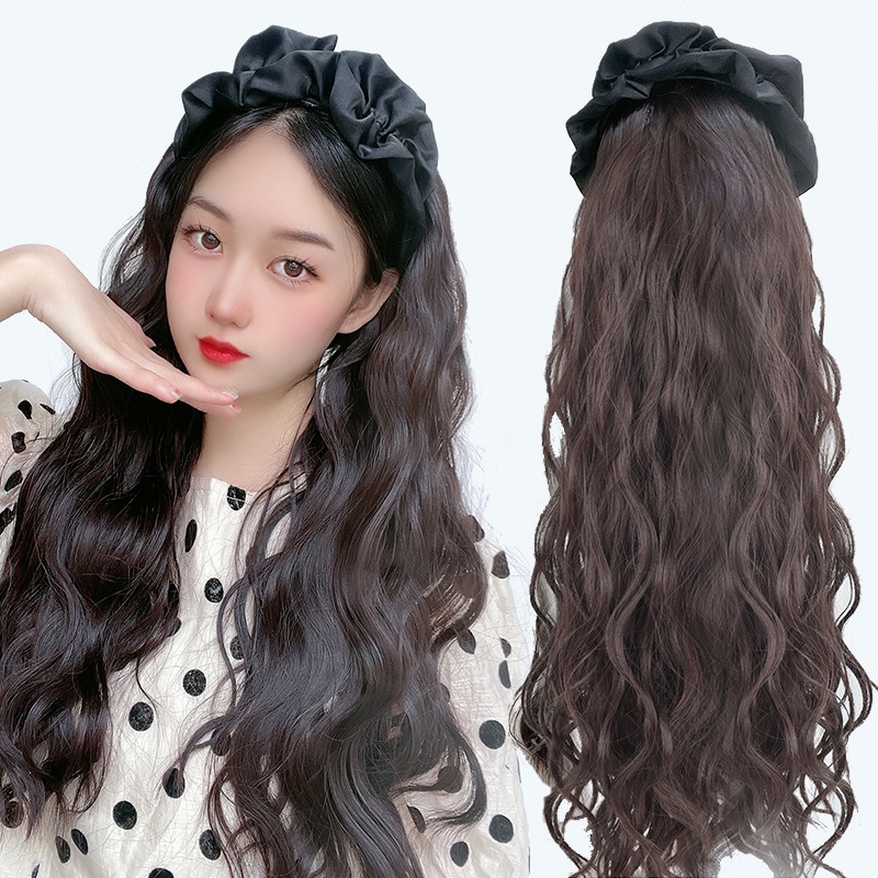 Black Color Cloud Hair Hoop For Girl's Wig Half Head Set Hair Hoop With ...