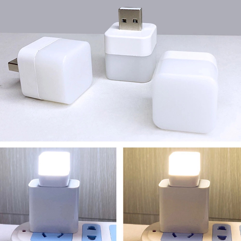 USB Lights by Night Mini LED Bulb Plug-in Warm White Bedroom USB ...