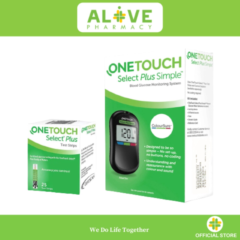 OneTouch Select Plus Simple Glucose Meter + Select Strips 25's | Shopee ...