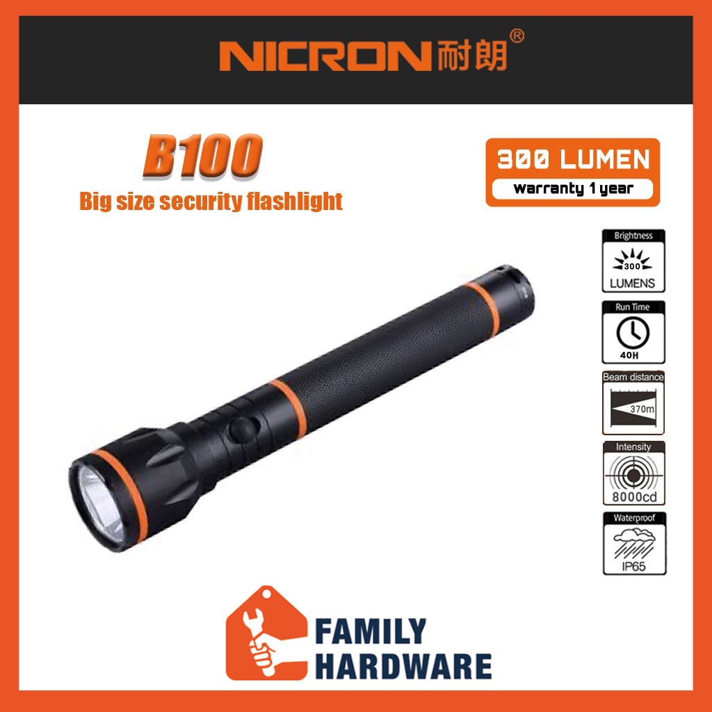 NICRON B100 Large Big Size Security Flashlight / Torchlight / IP65 ...