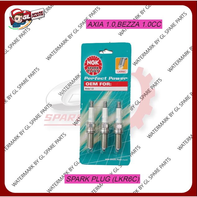 (LKR6C) NGK SPARK PLUG PERODUA AXIA 1.0 BEZZA 1.0CC ONLY (SET/3PCS ...