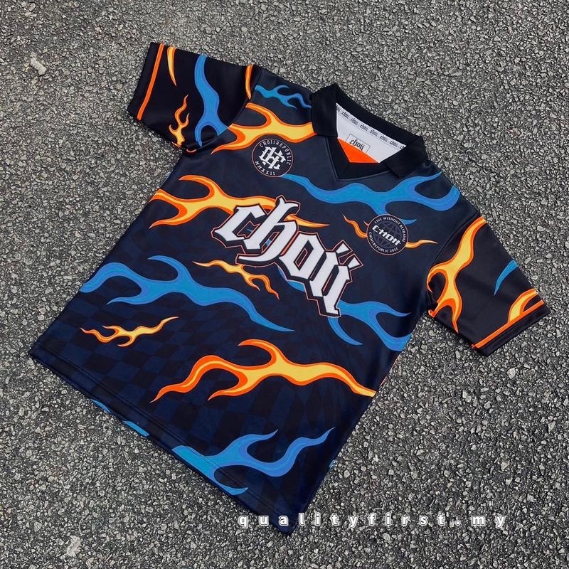 Choii Flame Retro Edition Baju Jersey Retro Collar Harajuku Style Jersi ...