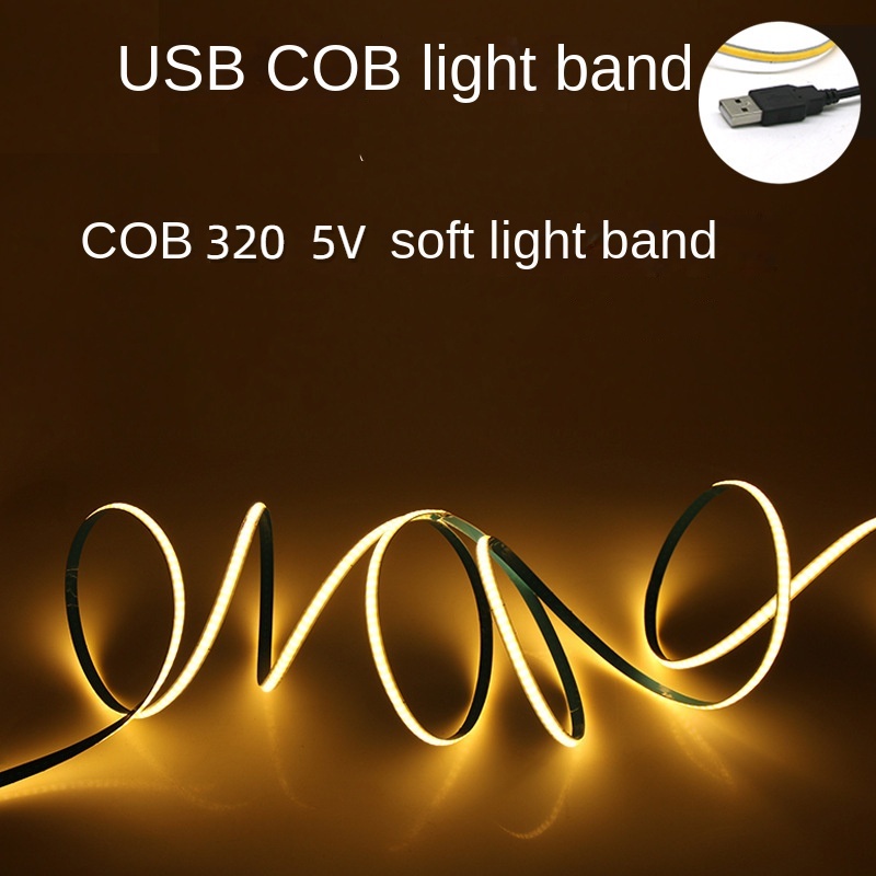 COB led light strip 5V 1m/2m/3m/4m/5m with USB strip light 320 Light ...