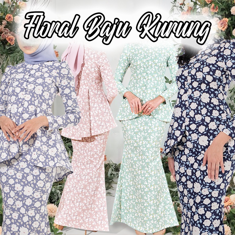 BAJU KURUNG Moden Baju Raya Moden Kurung Floral Kurung 2023 Crepe ...