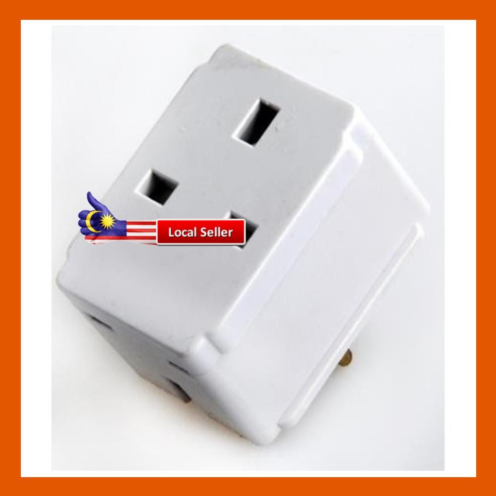 [Local Ready Stocks] 3 Way Adaptor UK 13 Amp Socket Plug 3 Pin 4.5*5*6 ...