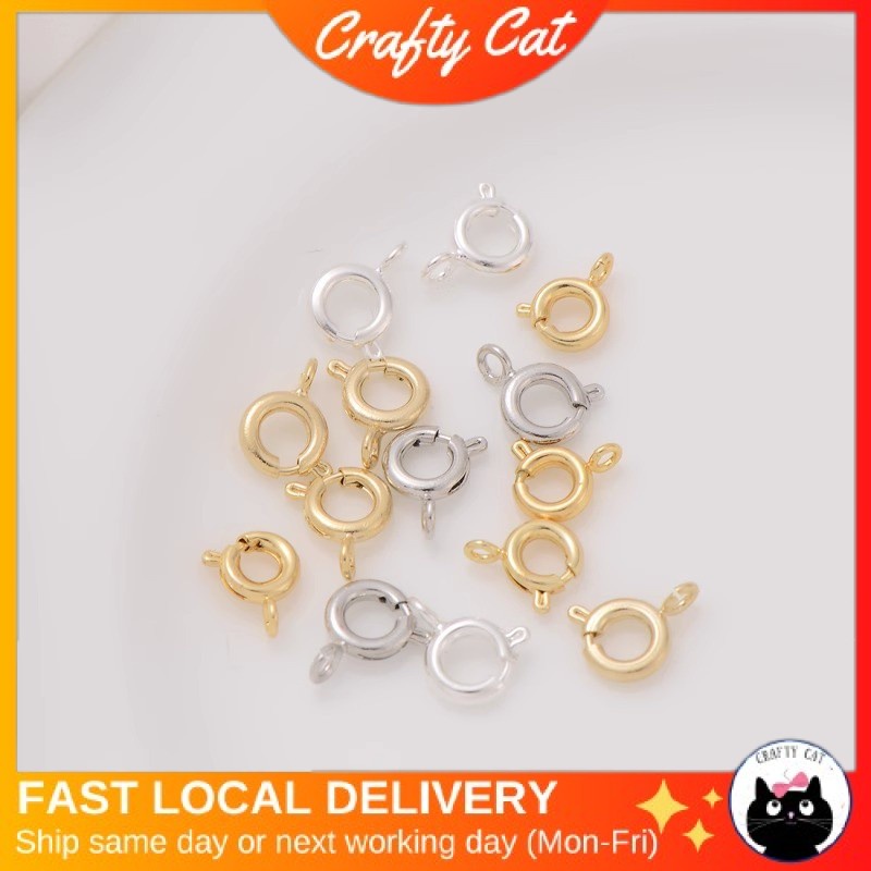 CRAFTYCAT 14K Spring Ring Clasp, Silver 925 DIY Gold Round Hook, Cangkuk Bulat Suasa, Bracelets ...