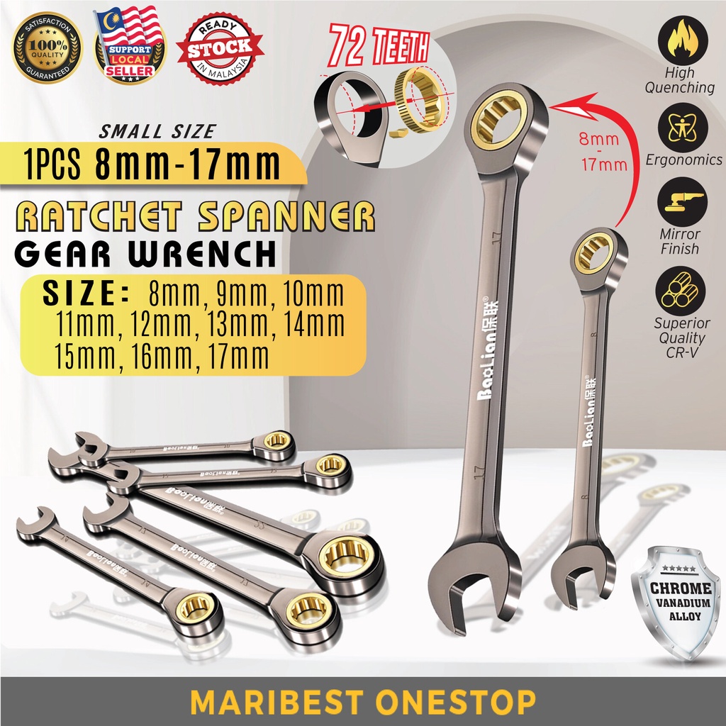 1PCS 8MM - 17MM Ratchet Spanner Gear Wrench Hand Tools Combination ...