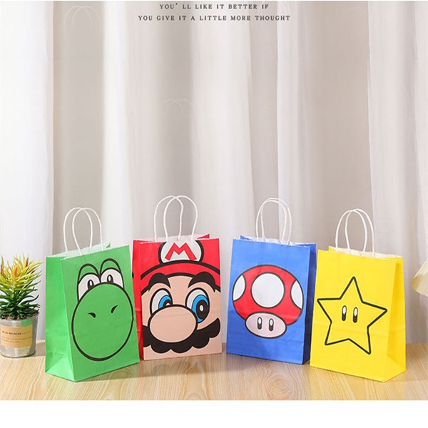 Super Mario Bros Theme Kraft Paper Bags Kids Gift Cookies Candy ...