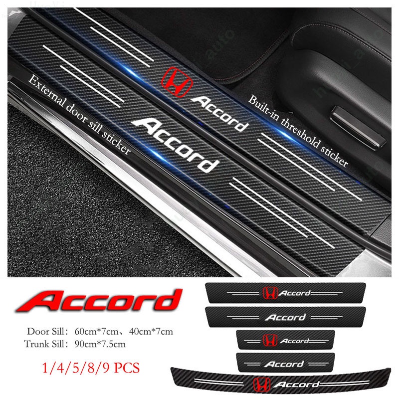 Honda Accord Car Door Sill Sticker Anti-Scratch Carbon Fiber leather ...