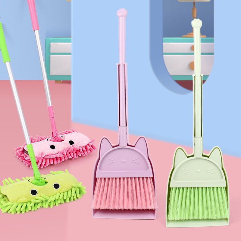 Kids Broom Mop & Dustpan Play-House Toys Stretchable Broom Set Role ...