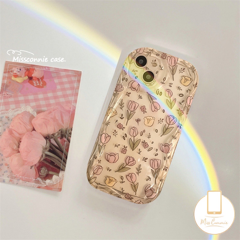 3D Wavy Curved Edge Floral Clear Case For Realme C67 Note50 11 C35 C55 ...