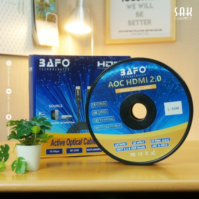 Bafo 50M Fiber Optic HDMI Cable - AOC (Active Optical Cable) | Shopee ...
