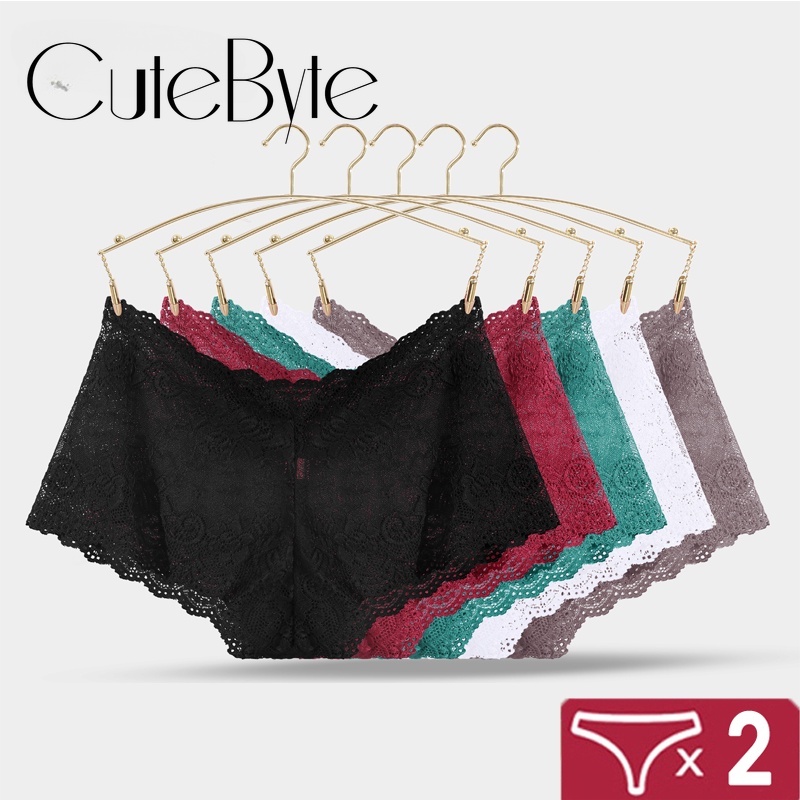 Cute Byte Cute Byte 2PCS/Set S-XL Women Lace Panties Floral Hollow Out Sexy Underwear Female ...
