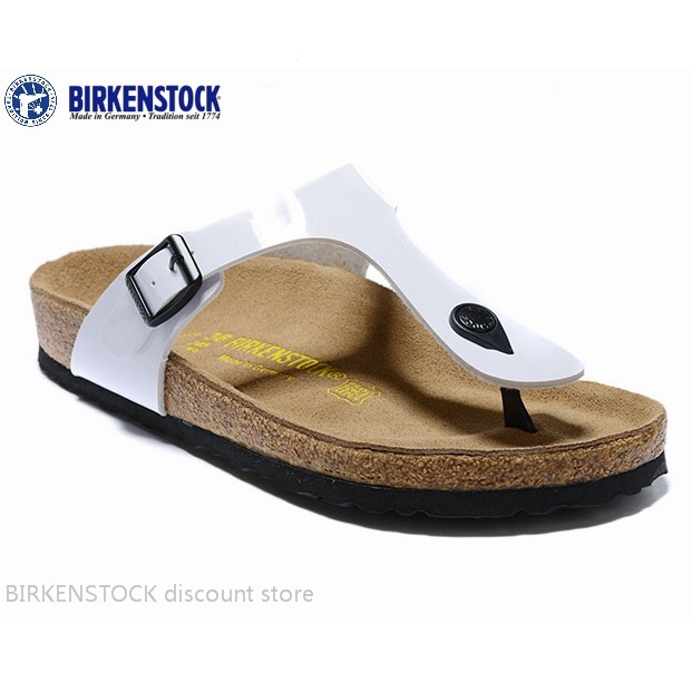 Birkenstock Gizeh men/female classic white cork mirror black background ...