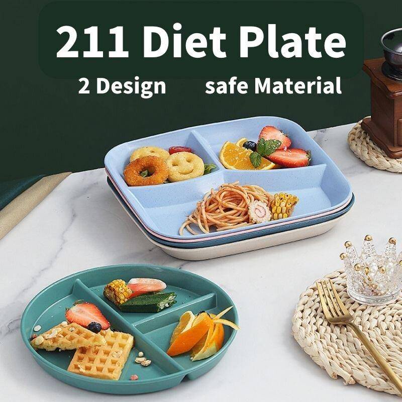 211 Weight Loss Plate Wheat Straw Three Compartments Plastic Plates ...