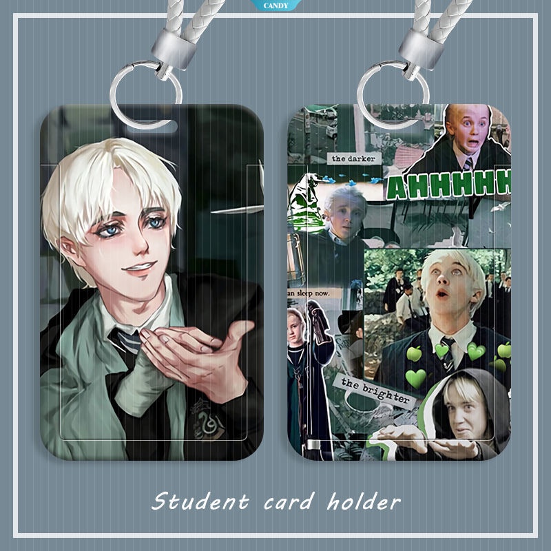 Harry Potter Movie Draco Malfoy Campus Bus ID Card Protective Cover Cases with Lanyard Creative ...