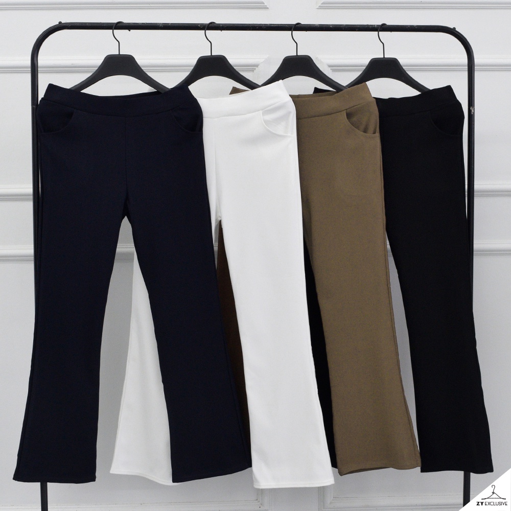 ZY 513 L-5XL Palazzo Bootcut Pant Seluar Bootcut Bergetah Poket | Shopee Malaysia