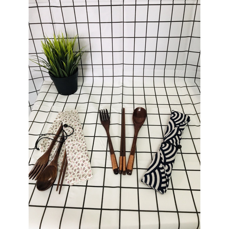 Wooden Spoon Fork Chopstick Set Mukbang Spoon Set Wooden Cutlery Wooden ...