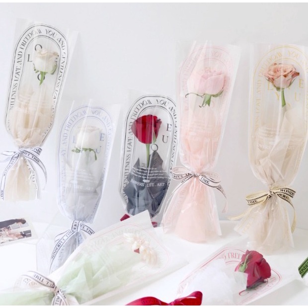 SHIOK 14cm x 40cm Wording LOVE YOU Simple Single Flower Bag Wrapper For ...