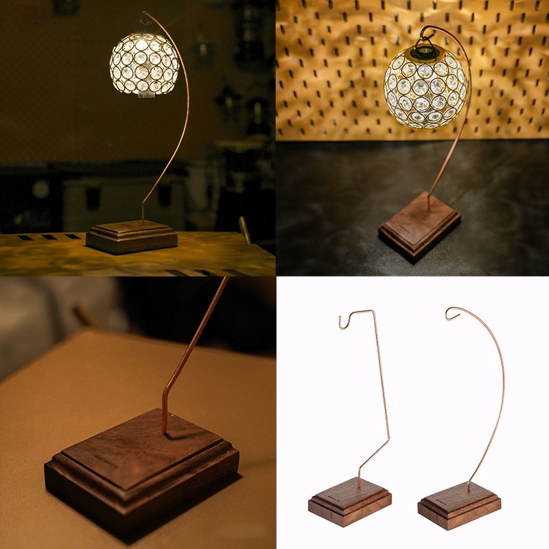 Walnut/copper Light Stand Camping Desktop Light Stand Folding Light ...