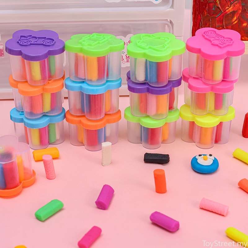 [Malaysia spot] 12 colors Kids DIY Mini Clay in Box with Mould ...