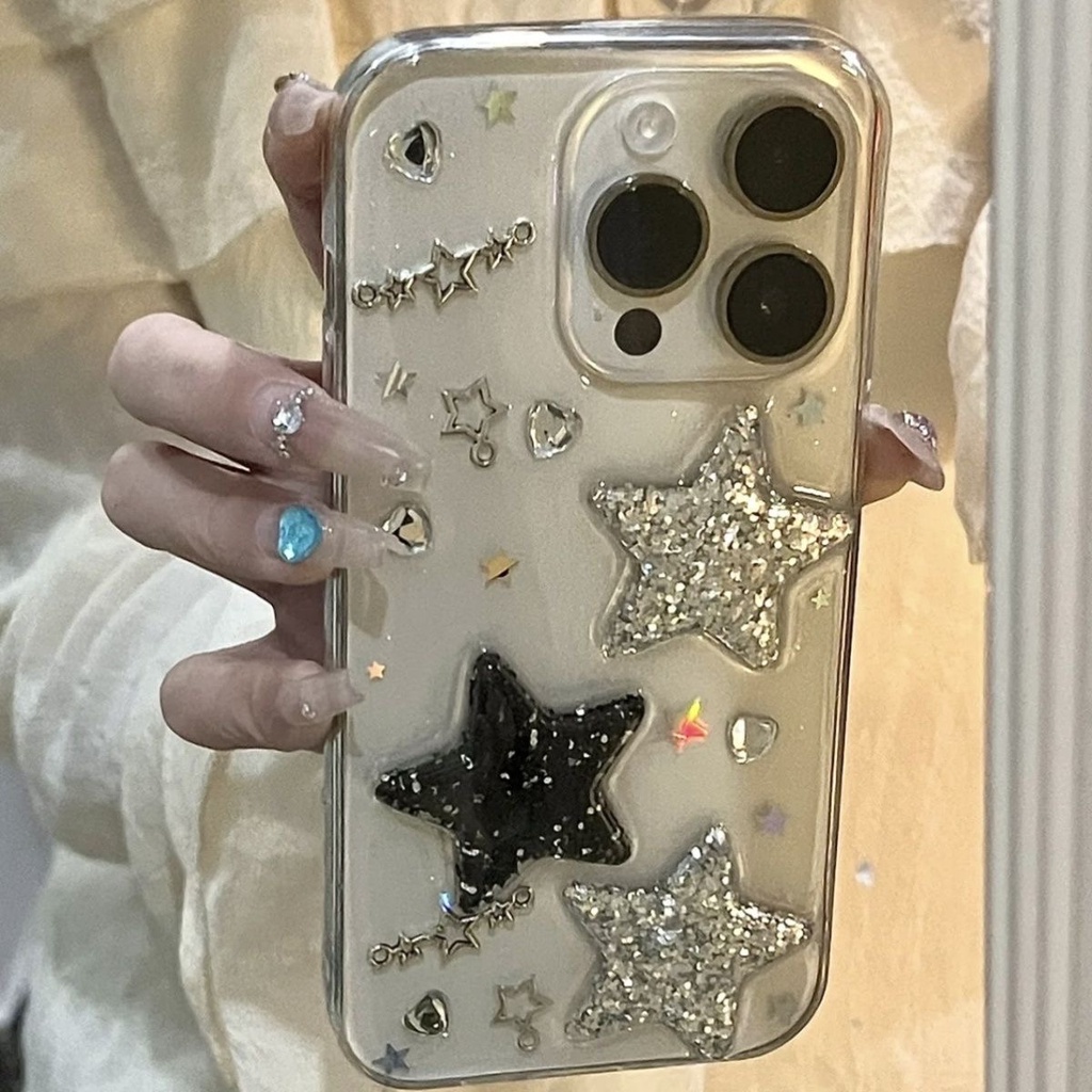 3D Glitter Foil Star Iphone Case Compatible for IPhone 16 15 pro max 11 ...