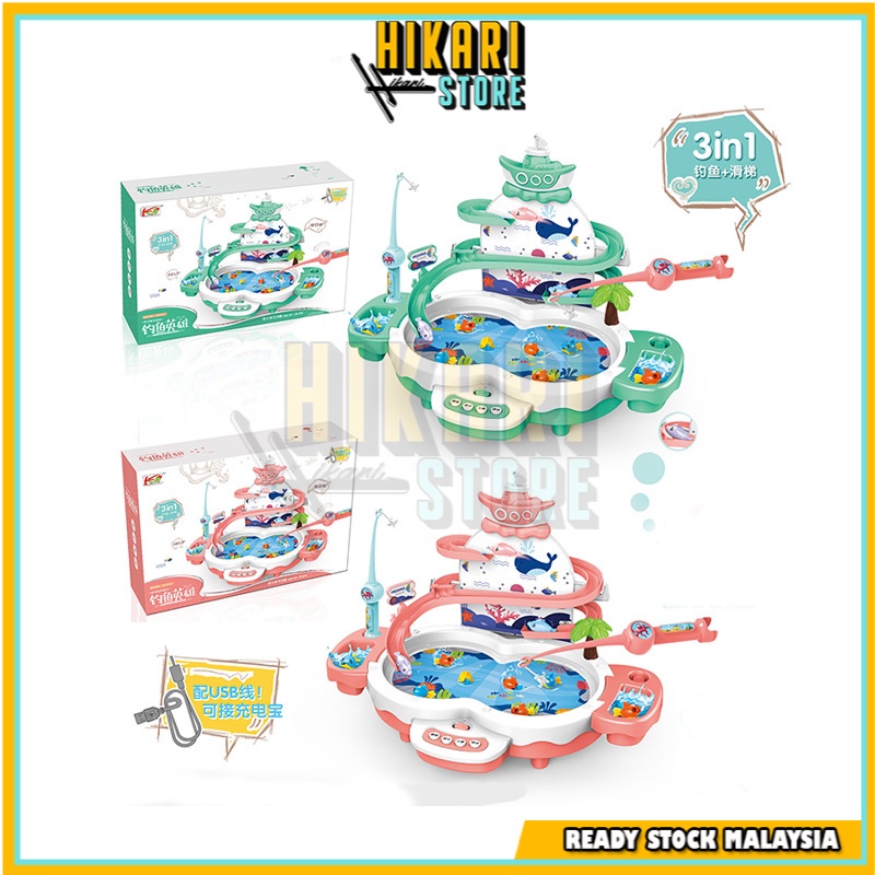Fishing Games 3 in 1 Fishing Slide Electric Cute Fishing Toys Music ...