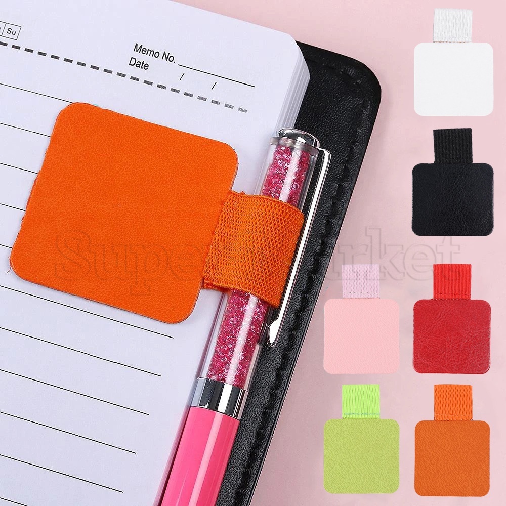 1 Pc Adjustable Elastic Loop Pen Clip PU Leather Pen Holder Self ...