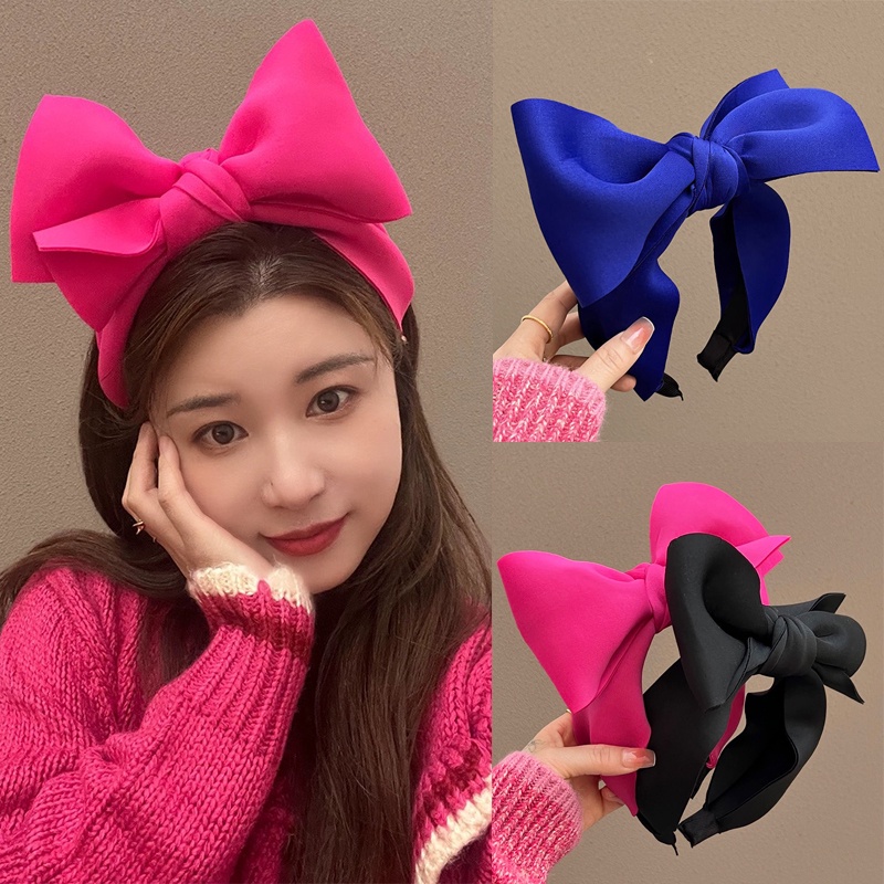 New Big Bow Headband Fashion Sweet Solid Color Hair Bands Woman Hair ...