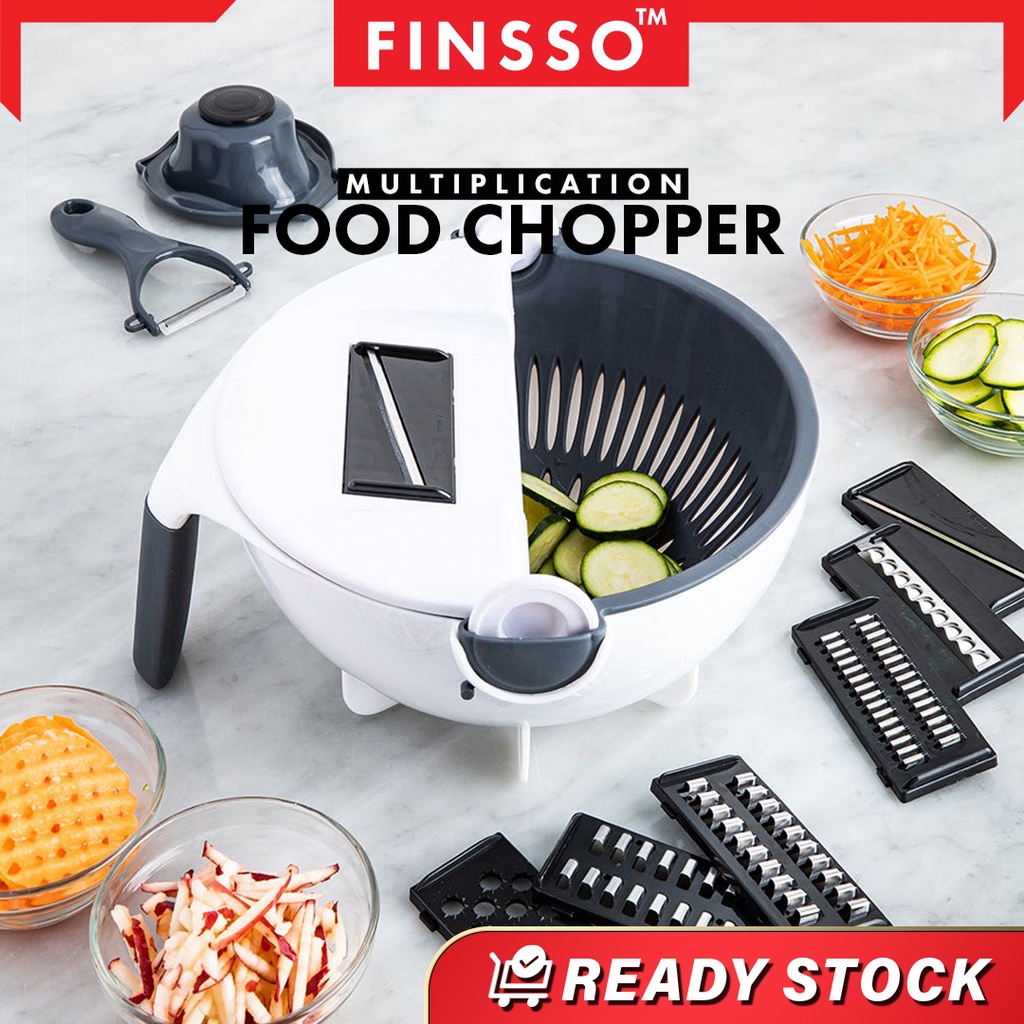 FINSSO : 9 IN 1 Vegetable Cutter Manual Carrot Chopper Potato Grater ...