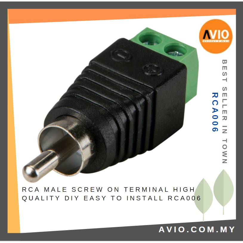 RCA Male Screw On Terminal High Quality DIY Easy to Install Audio Sound ...
