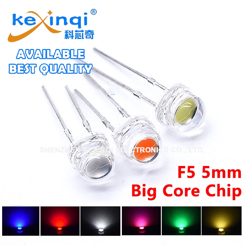 50pcs 5mm F5 Straw Hat LED Crystal Lamp Big Core Chip 6-7LM Light ...