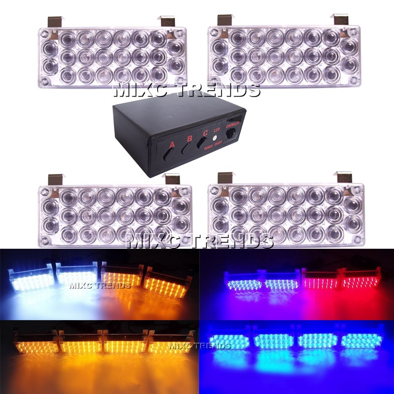 Exclusive 4X22 LED Emergency Strobe Beacon Light White Yellow Red Blue ...
