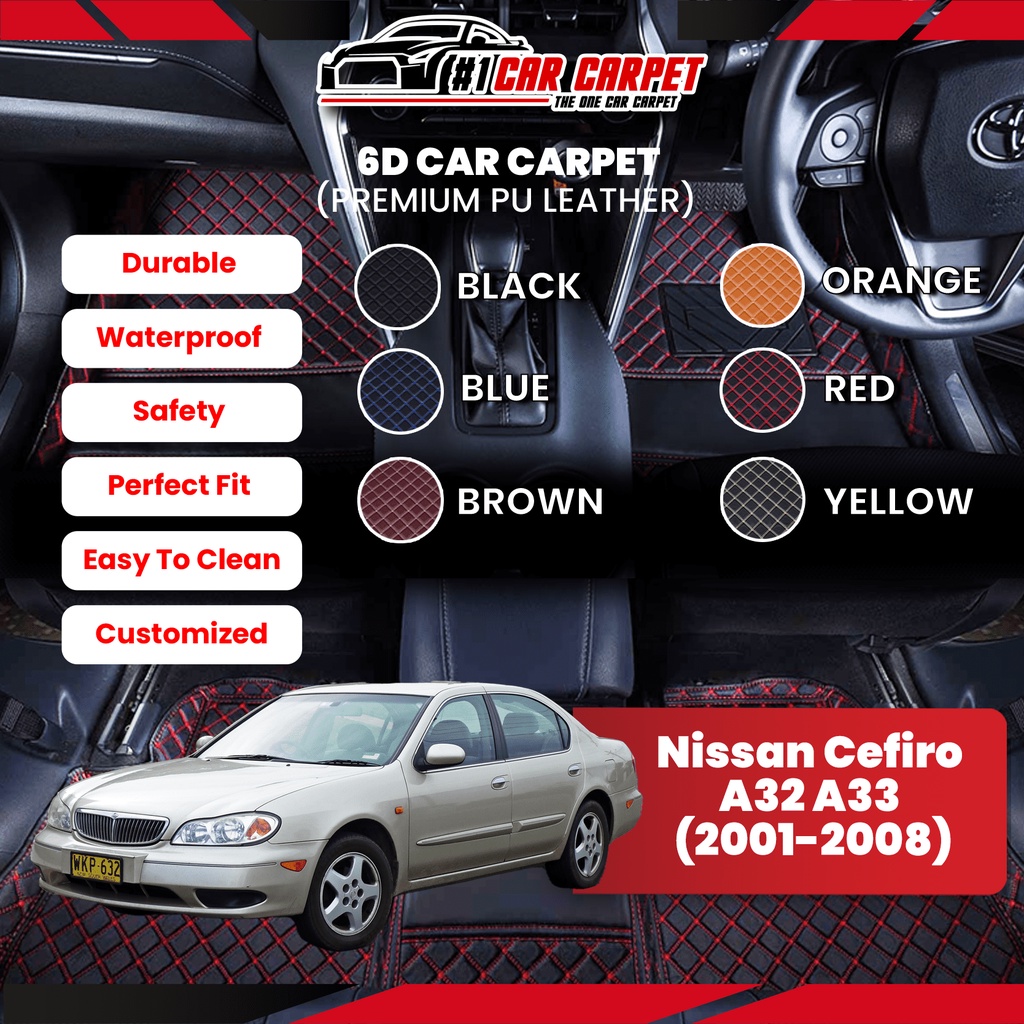 Nissan Cefiro A32 A33 (2001-2008) Vip 6D Car Carpet PU Leather Car Mat Floor Mat Carmat Karpet ...