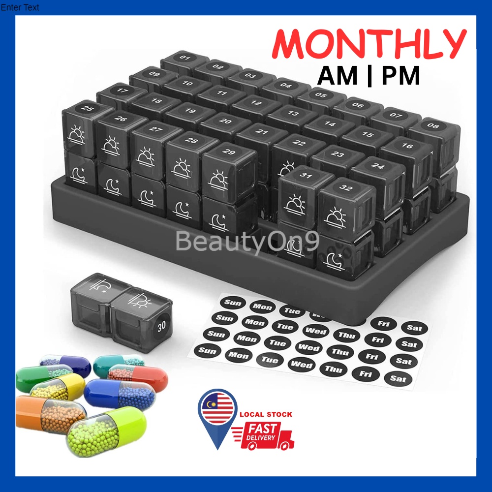 READY STOCK Monthly Pill Box Organizer Bekas Ubat Pil AM PM Twice a Day ...