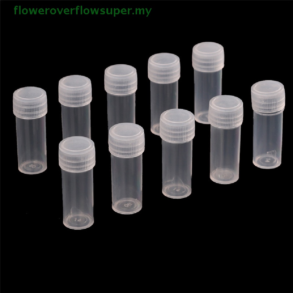 FSMY 10pcs Plastic Sample Bottle 5ml Test Tube Small Bottle Vial ...