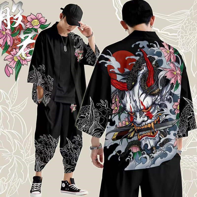 Two-piece Suit XXS-6XL Loose Japanese Cardigan Women Men Cosplay Yukata ...