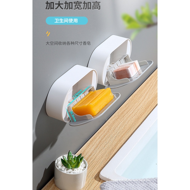 SR99. Ecoco Clamshell soap dish wall-mounted bathroom with lid double compartment dish Soap ...