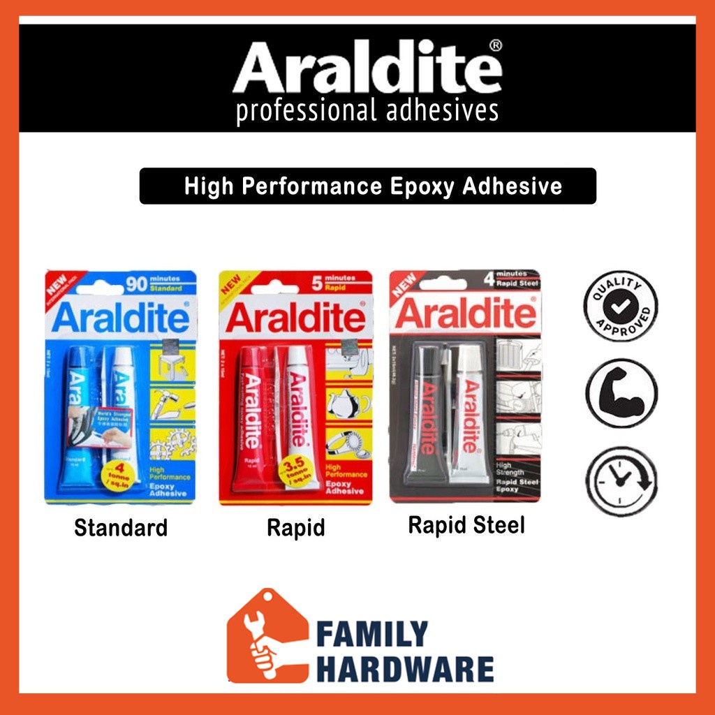 Araldite Standard 90mins / Rapid 5mins/ Rapid Steel 4mins High ...