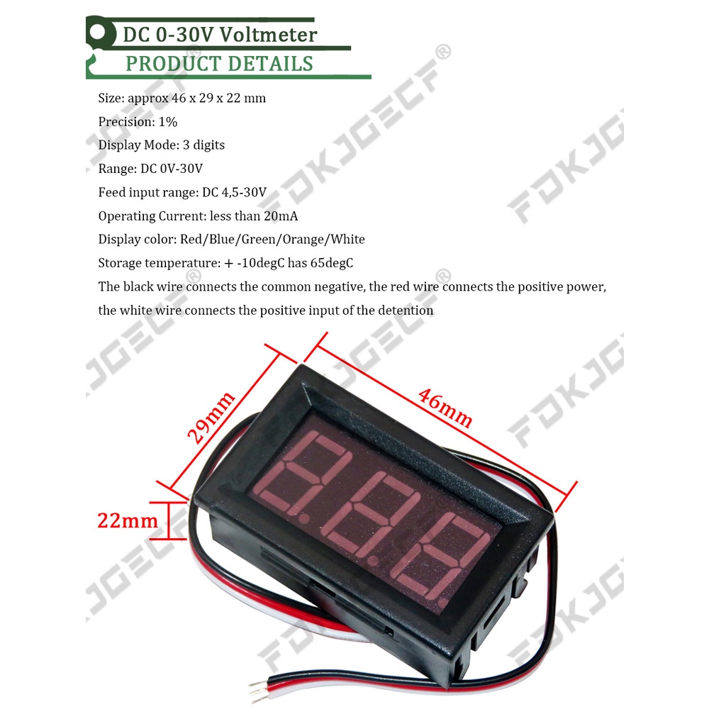 DIY Mini Voltmeter Tester Digital Voltage Test Battery DC 0-30V 0-100V ...